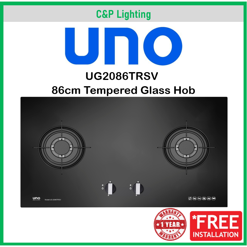 Uno 86cm 2 Burner Tempered Glass Cooker Hob Gas Stove UG2086TRSV ...