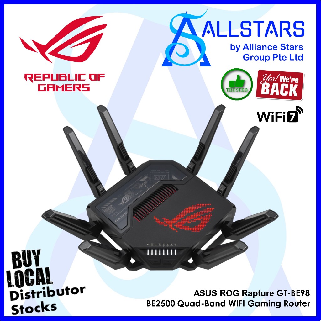 (ALLSTARS) ASUS ROG Rapture GT-BE98 BE2500 Quad-Band WIFI 7 Gaming ...
