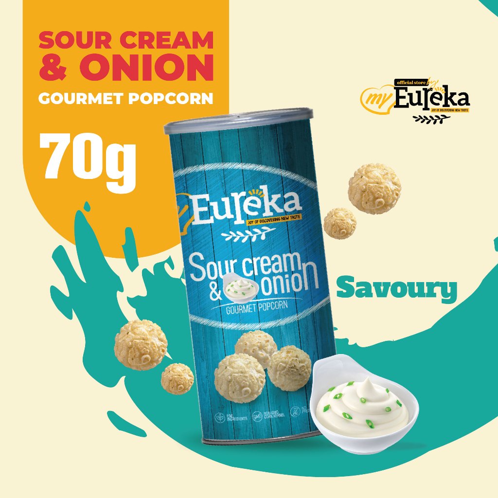 Eureka Sour Cream & Onion Gourmet Popcorn Can 70g | Shopee Singapore