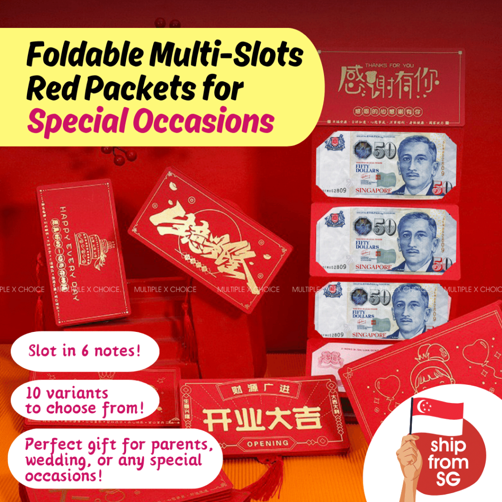 Red Packet Angbao Multi-Slot Money Holder Envelope | 6-Slot Gift Cash ...