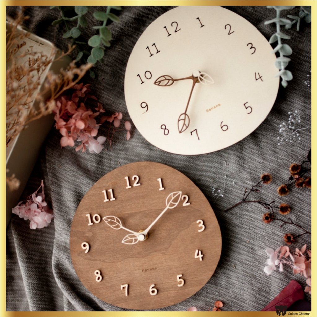 [Made in Korea] Banana Studio Handmade Mongle Leaf Wooden Wall Clock ...
