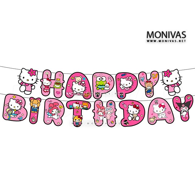 Hello Kitty Garland Happy Birthday Banner Backdrop Sanrio Party ...