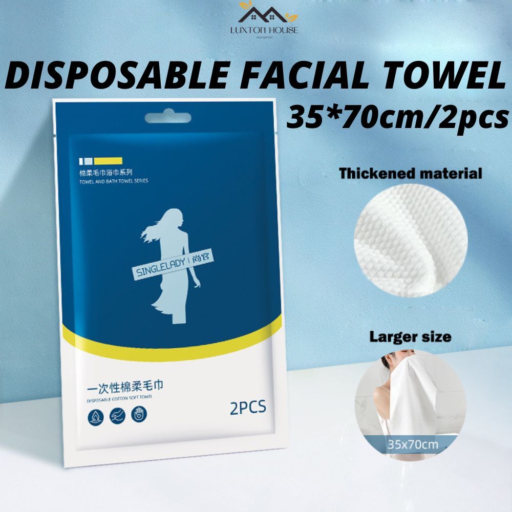 {SG} 2PCS Travel Disposable Facial Towel Soft No Rinse Portable Face ...