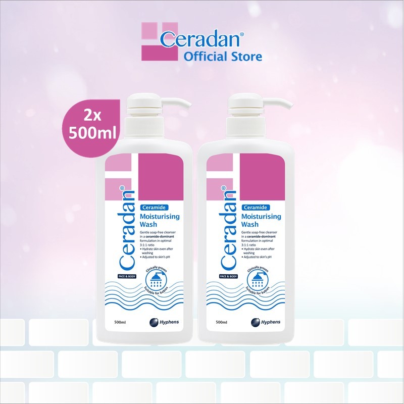 [Bundle of 2] Ceradan® Moisturising Wash (500ml) (Gentle| With 3:1:1 ...