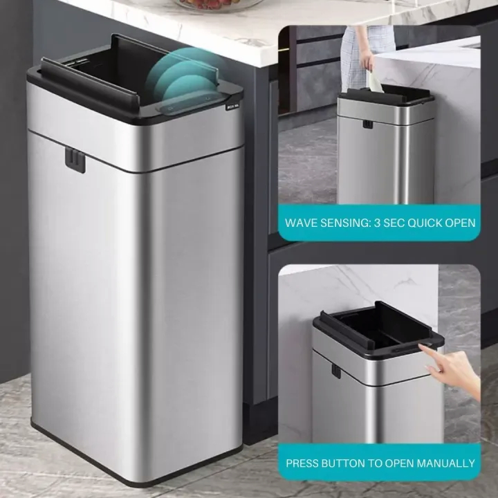 Smart Dustbin Kitchen Rubbish Bin Large Trash Bin Stainless Steel ...