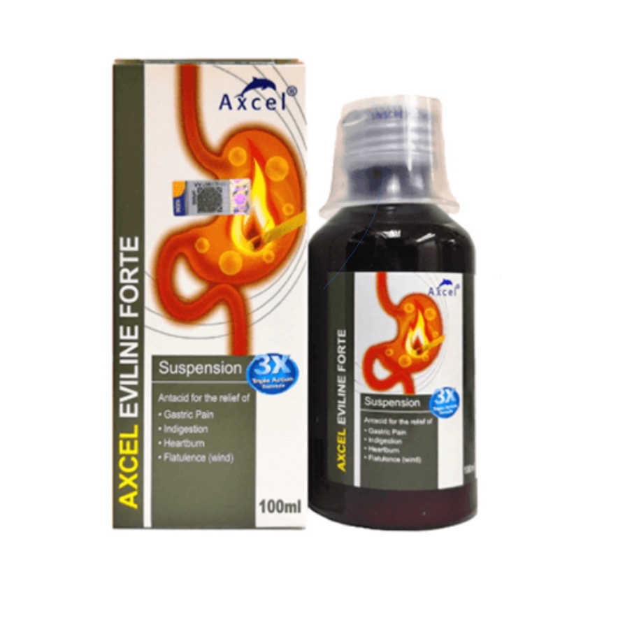 Axcel Eviline Forte Suspension, 100ml for Gastric Pain, Indigestion ...