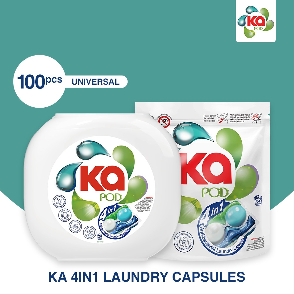 Ka 4in1 Laundry Capsules Universal 46 Pods + Refill Pack 54 Pods | Shopee Singapore