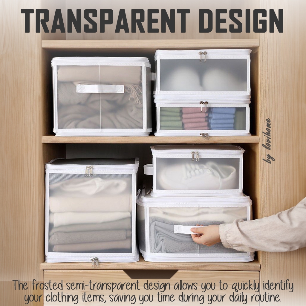 SG Transparent Wardrobe Organizer / Clothes Storage Box / Foldable ...