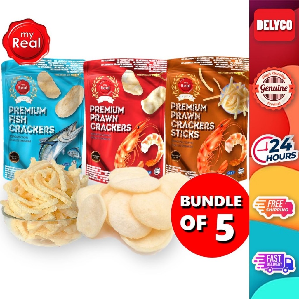 My Real Premium Prawn and Fish Crackers Original Pouch 50g X 5 Bundle | Shopee Singapore