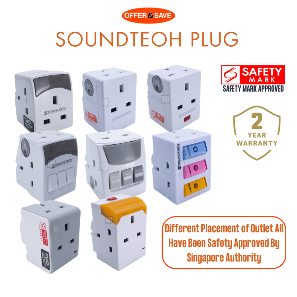 [Single Plug Listing] Soundteoh 3 Way Multi Adaptor 3 Way Multi Plug ...