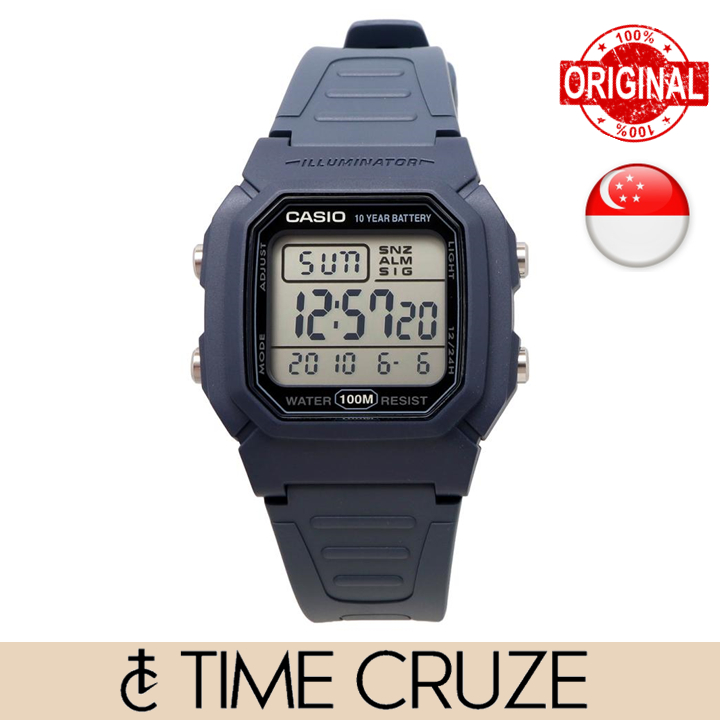 [Time Cruze] Casio W-800H Dual Time Digital Slate Blue Resin Band ...