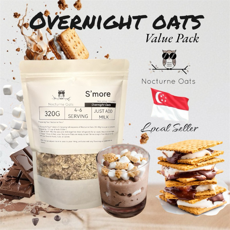 SG🇸🇬 overnight oats premix 320g value pack (S’more) | Shopee Singapore