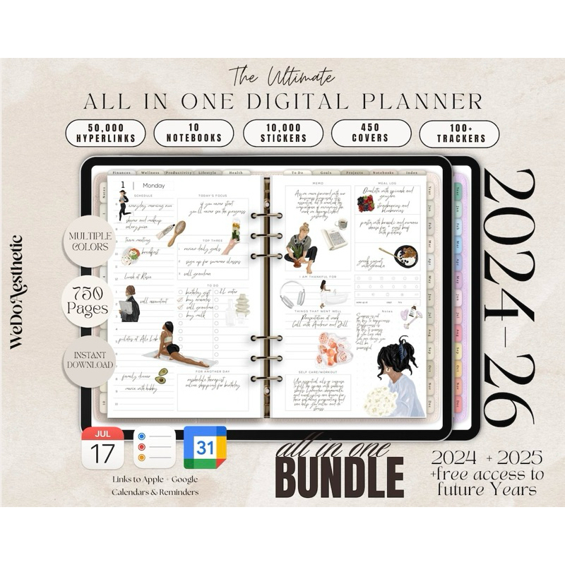 2025,2026 All-in-One Dated Digital Planner, Budget, Fitness, Notebook ...