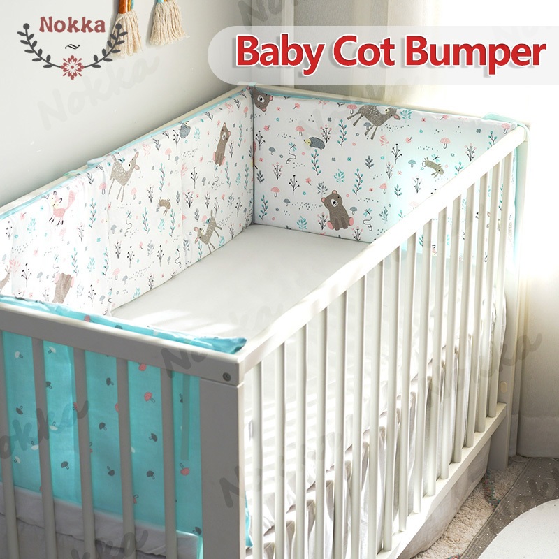 【SG】100% Cotton Baby Cot Bumper Crib Safety Rails Baby Head Protector ...