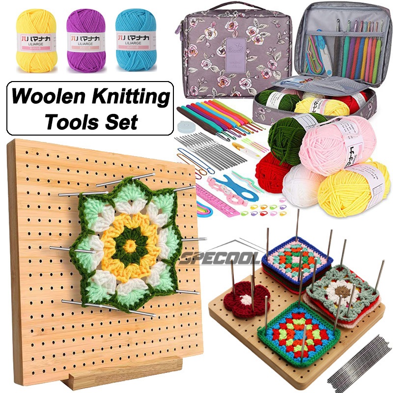 DIY Crochet Material Set Woolen yarn Knitting Tools Crochet Blocking ...