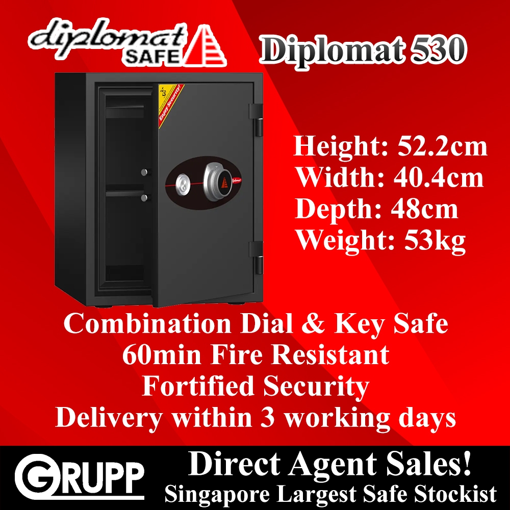 Diplomat Safe 530 Combination Dial & Key Fire Resistant Safe Box (Most ...