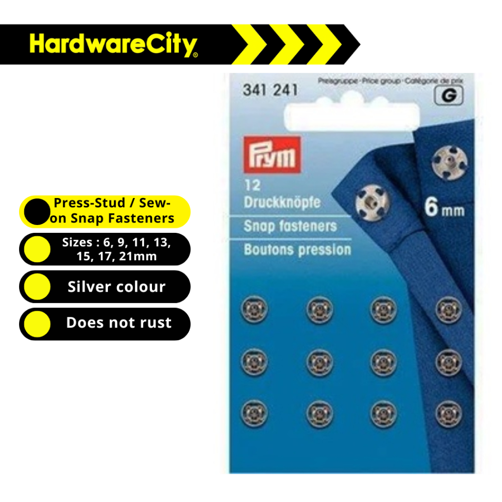 (Bundle of 2) PRYM Silver Brass Press-Stud / Sew-on Snap Fasteners ...