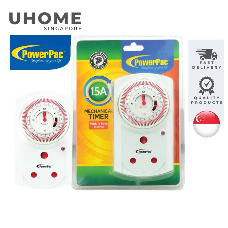 PowerPac Timer Mechanical 24hrs plug for 15A Plug | Shopee Singapore