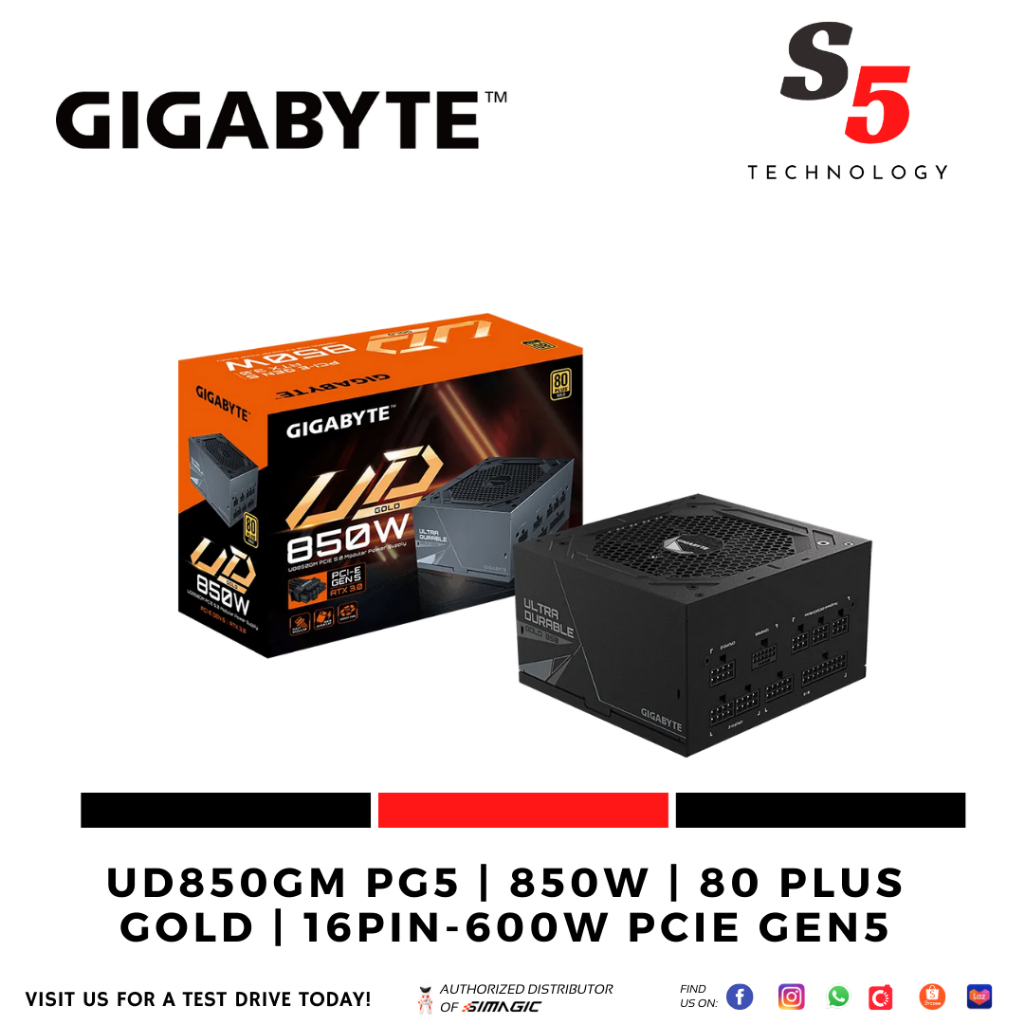 Gigabyte UD850GM PG5 / ATX 12V,850W PSU,80PLUS GOLD, 16Pin-600w PCIe ...