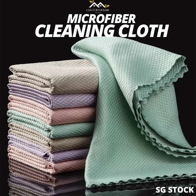 {SG} 5PCS Microfiber Cloth Car Cleaning Cloth Fish Scale Cloth for Home ...