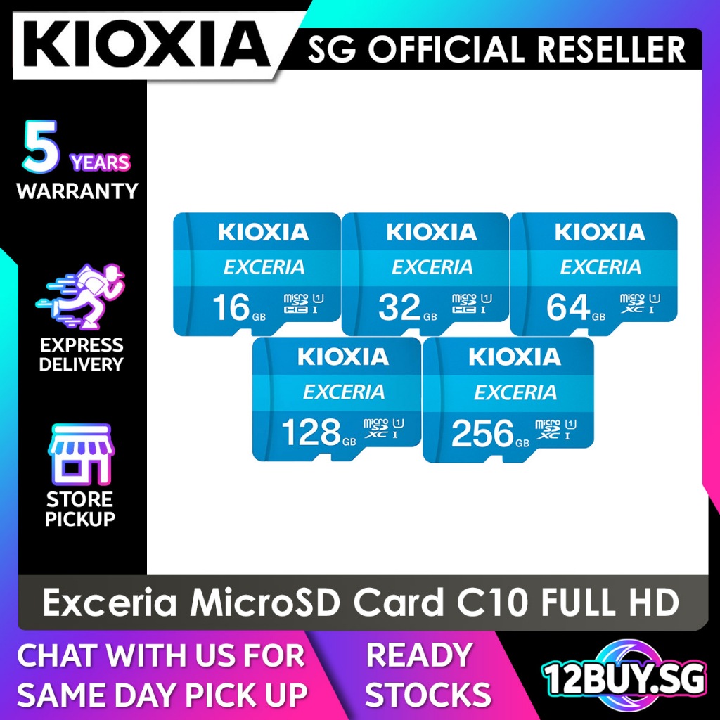 KIOXIA EXCERIA microSD with Adaptor 128GB 256GB MEX Toshiba C10 U1 Full ...