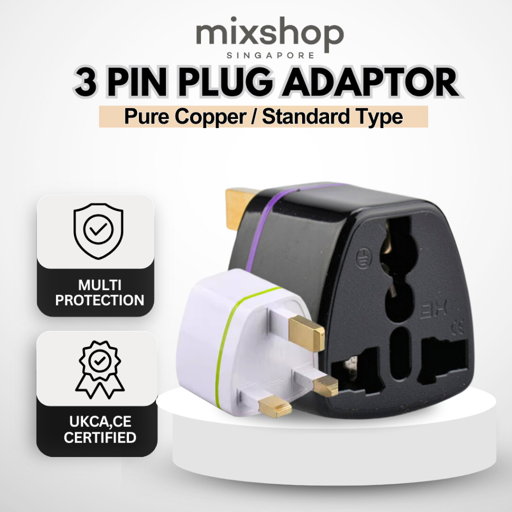 mixshop 3 Pin Plug Adapter International Multi Converter[PURE COPPER ...