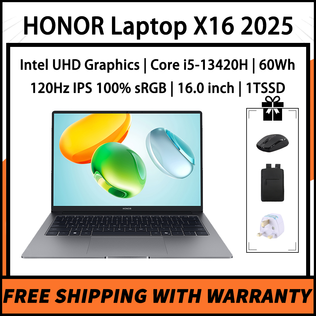 HONOR Laptop X16 2025 Intel UHD Graphics Core i5-13420H 60Wh 120Hz IPS ...