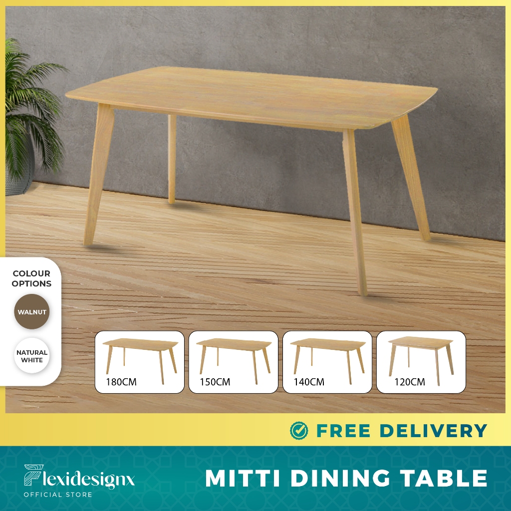 Flexidesignx Solid Wood Dining Table 120/140/150180cm Walnut/Beech 4–8 ...