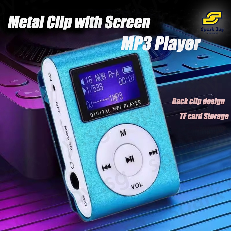 【SG】Metal Clip with Screen MP3 Music Player Mini Portable Clip MP3 ...