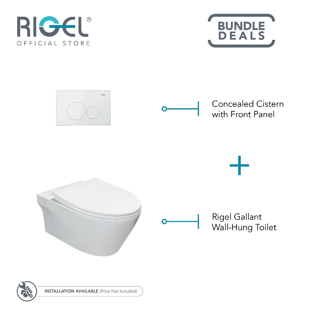 RIGEL Gallant Wall-hung Anti-Bacterial Toilet Bowl complete with ...