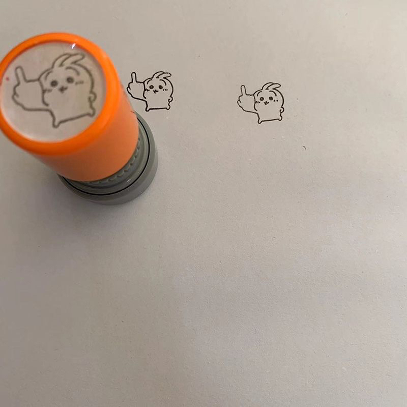 Cute Funny Japan Chiikawa Middle Finger Stationary Self Inking Round ...