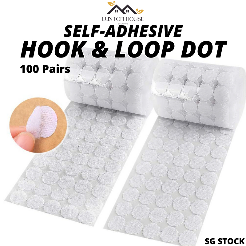 {SG} 100 Pairs Self-Adhesive Dots 15mm 20mm 25mm Sticky Back Coins Waterproof Nylon Hook & Loop ...