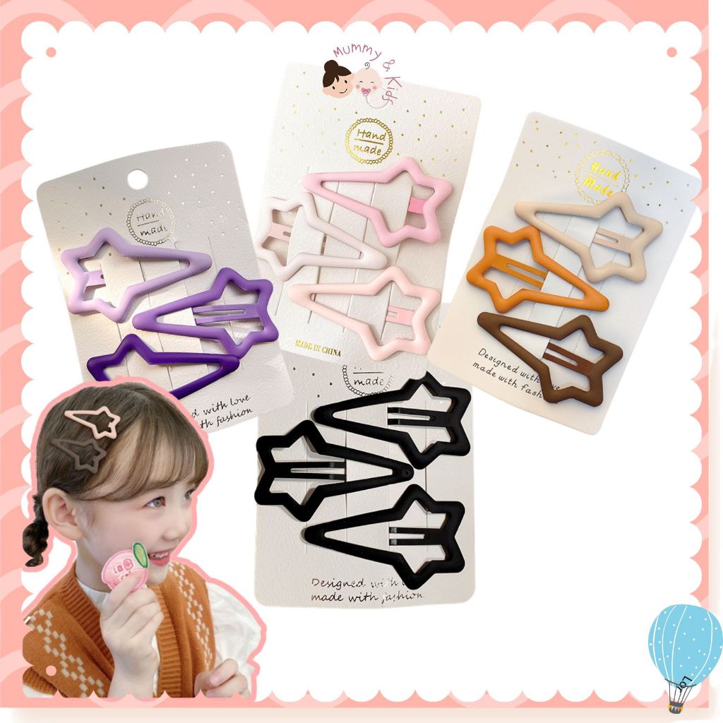 Five-Pointed Star Clips Girls Hairpin 3Pcs bb Hair Clip Forehead Clip ...