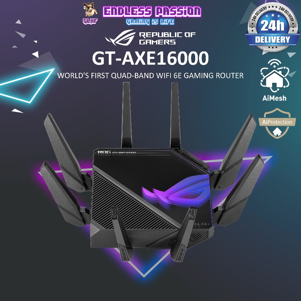 Asus ROG GT-AXE16000 Quad Band WIFI 6E Gaming Router | Shopee Singapore