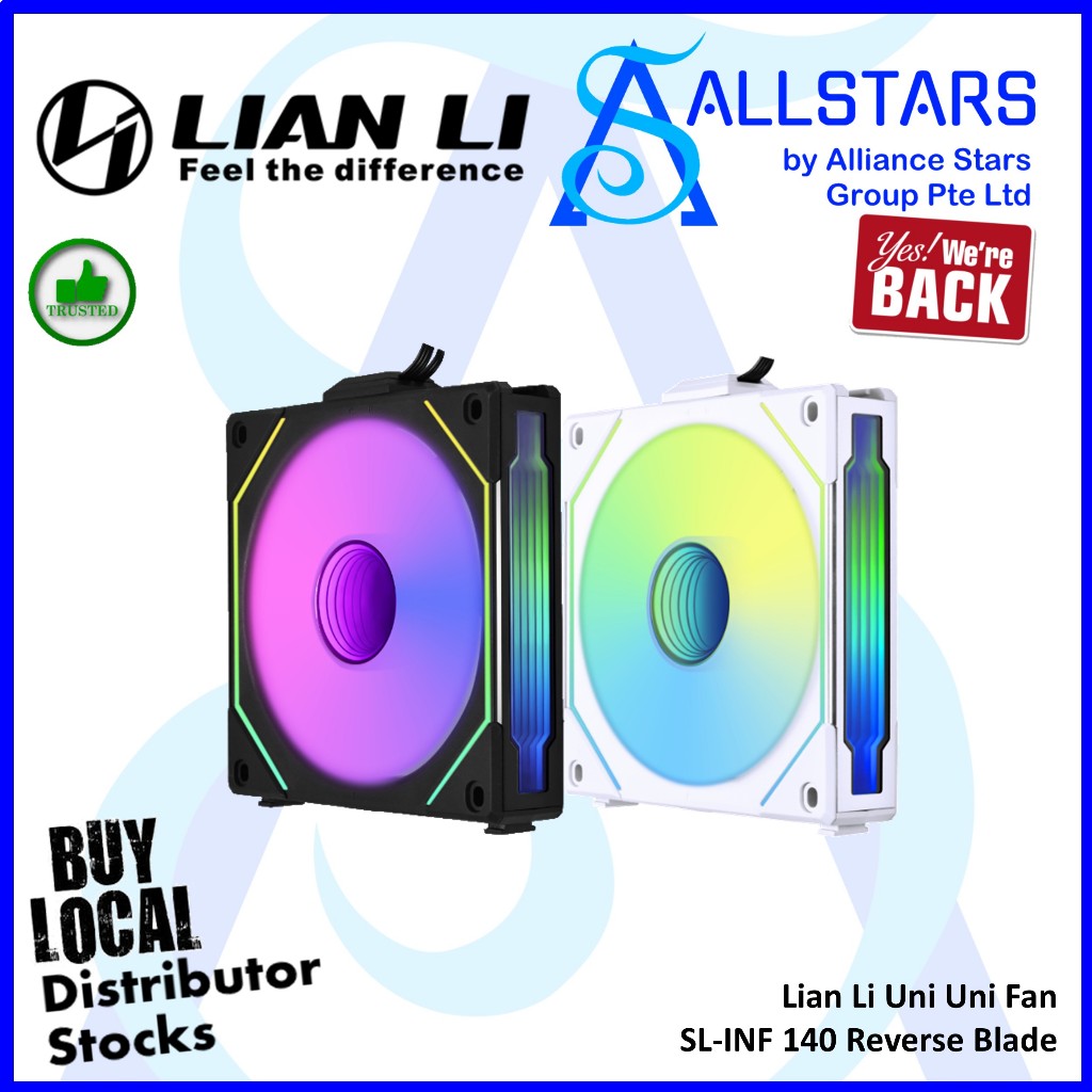 (ALLSTARS) Lian Li Uni Fan SL-INF 140 RGB Reverse Blade (Black/White ...