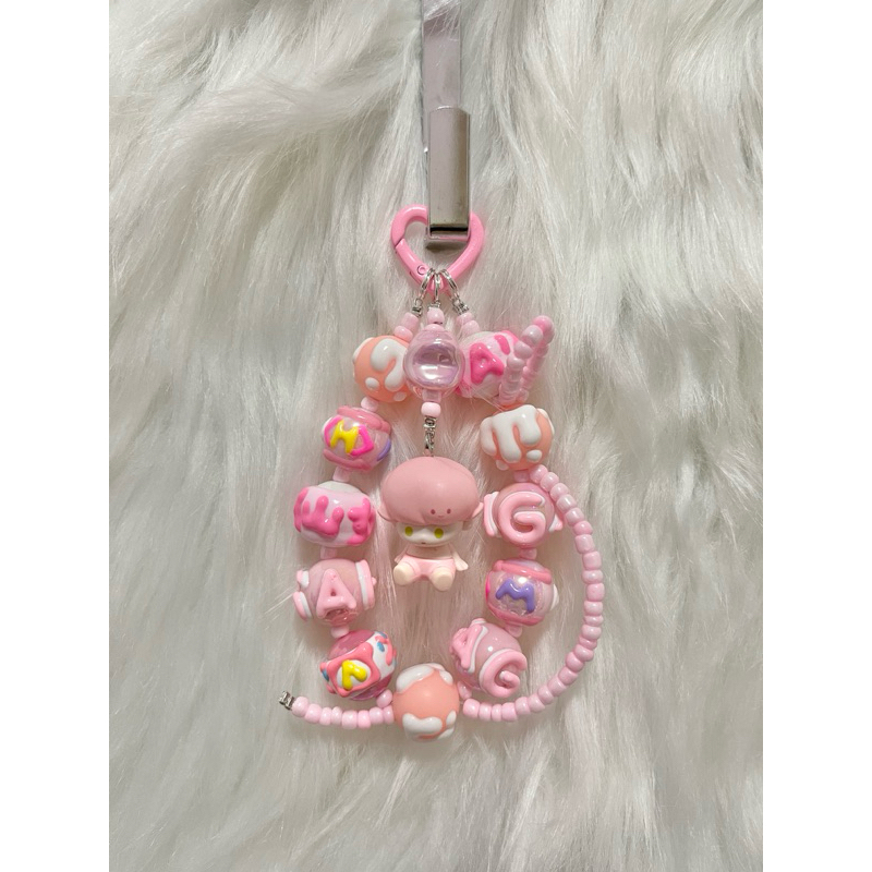 POP MART Pink Dimoo Single Strap Phone Bag Strap Simple Dainty Clay ...