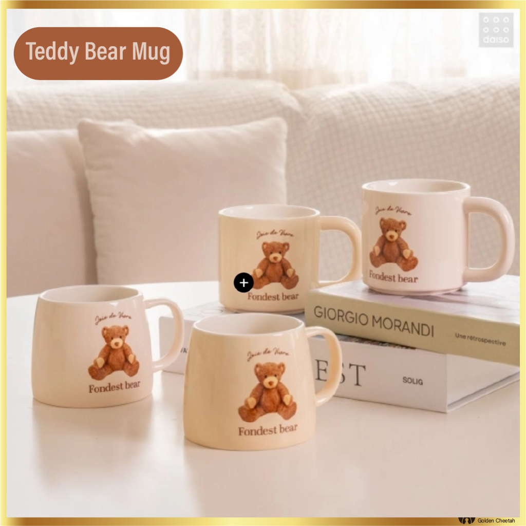 [Daiso Korea] Teddy Bear Round Mug & Wave Mug 320ml | Shopee Singapore