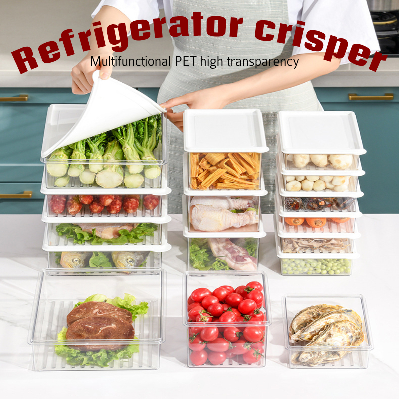 Refrigerator Food Storage Container with Lid Sealed Crisper Transparent ...