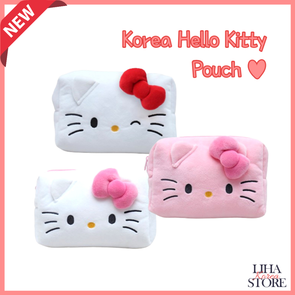 Korea Daiso Sanrio Hello Kitty Pouch Hello Kitty Face Sewing Pouch ...