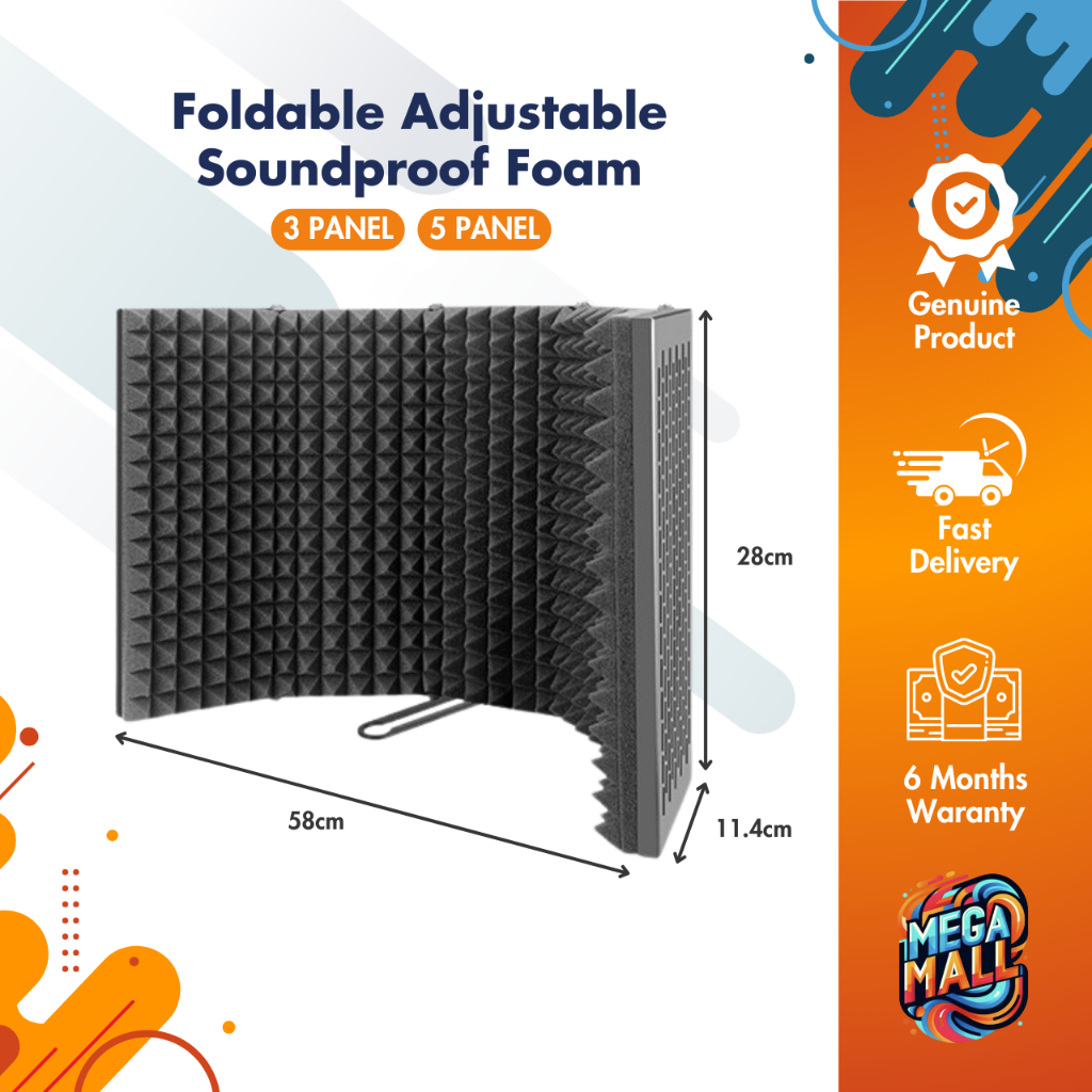 Mic Foam Recording Shield - Foldable, Adjustable, Sound Absorbing ...