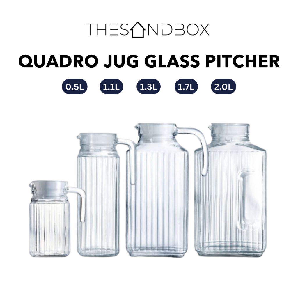 Luminarc Quadro Jug - Stylish Glass Pitcher, Durable, Ideal for ...