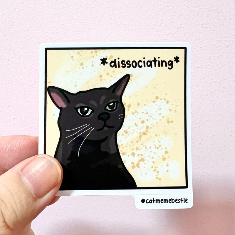 (SG) Corporate Humor Cat Meme Sticker "Dissociating" Waterproof Vinyl ...
