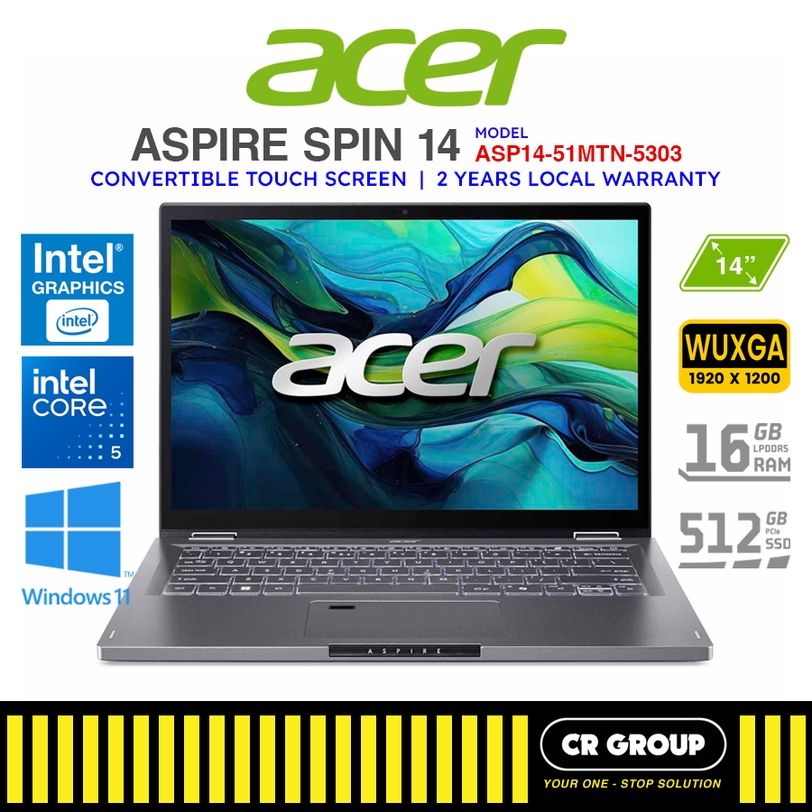 Acer Aspire Spin 14 ASP14-51MTN-5303 - Intel Core 5-120U - Intel ...