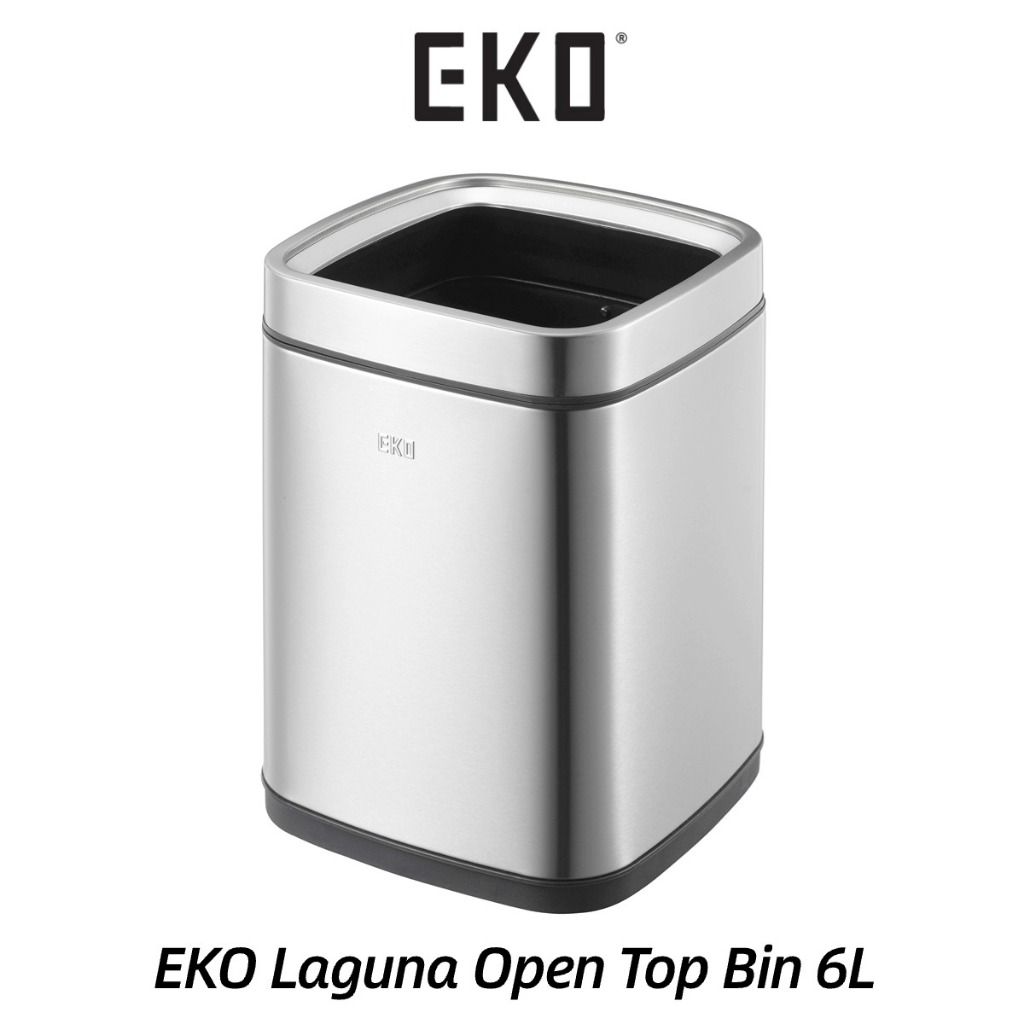 EKO Laguna Open Top Dustbin 6L Stainless Steel Rubbish Bin Trash Bin ...