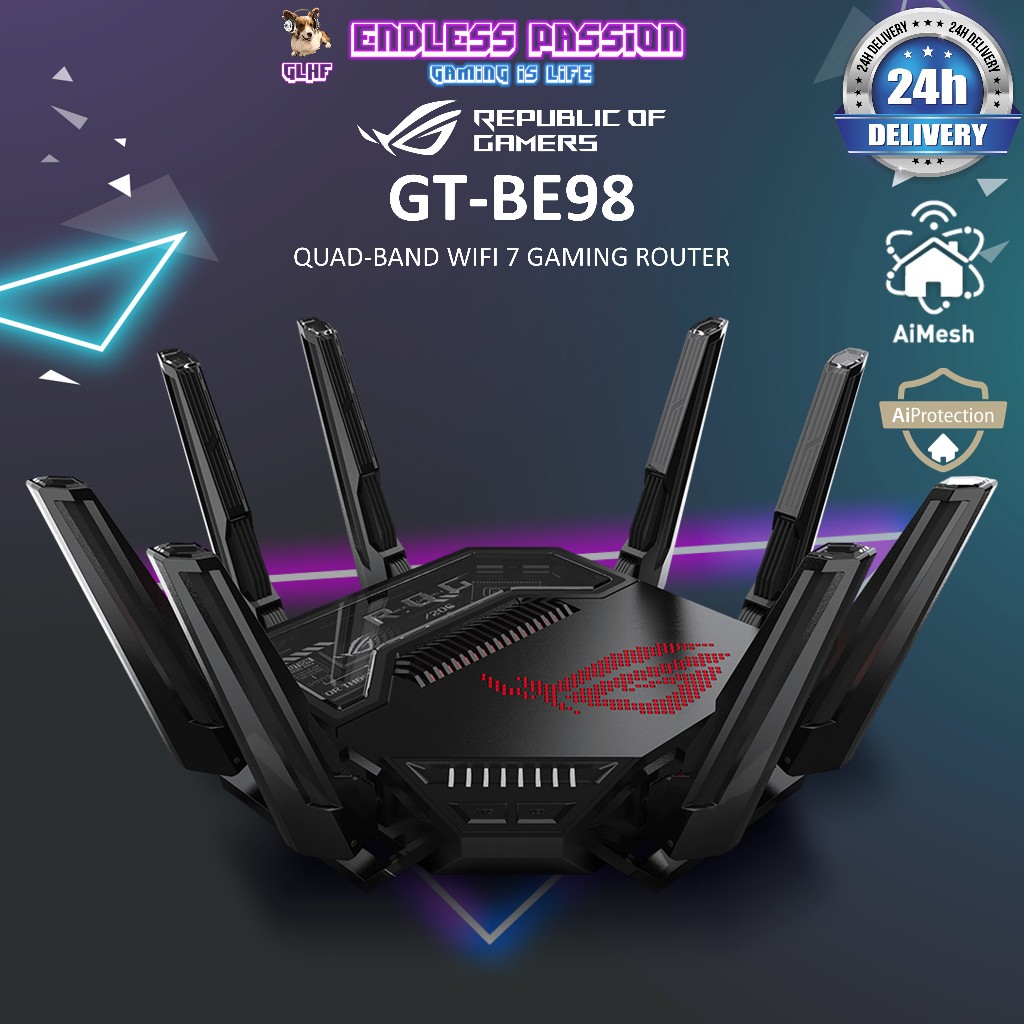 ASUS ROG Rapture GT-BE98 Quad Band WIFI 7 BE25000 Gaming Router ...