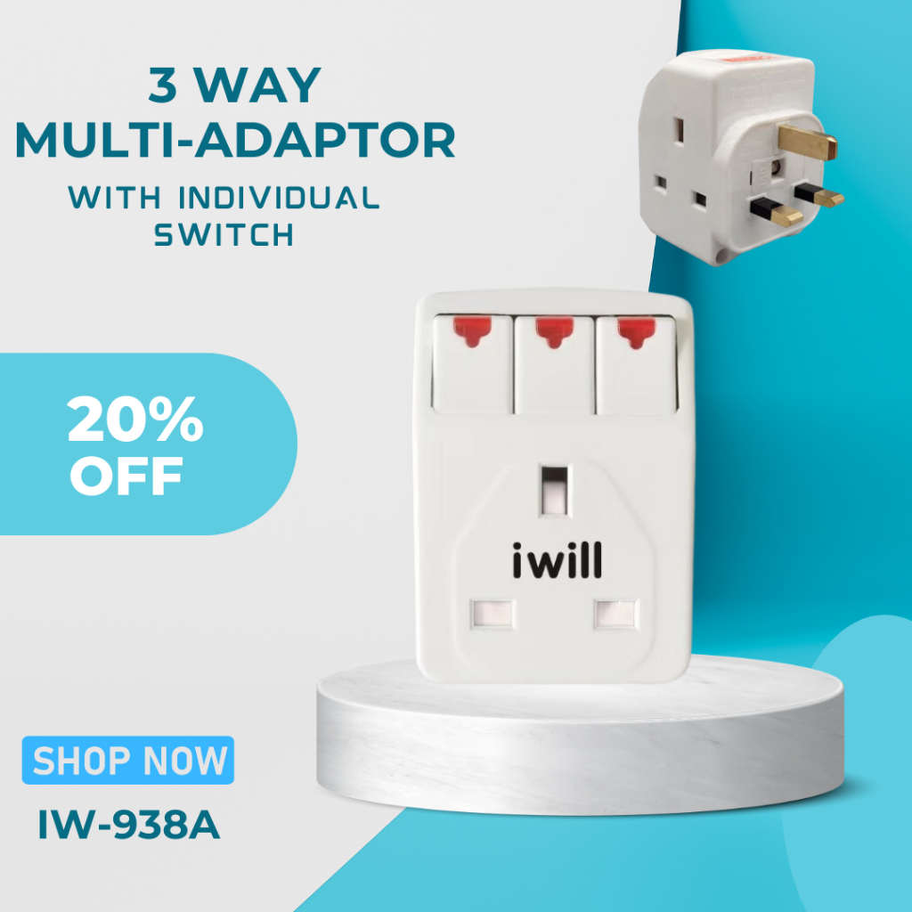 FAST MOVING ! IWill 3 Way Multi-Adaptor with Individual Switch (IW938A ...