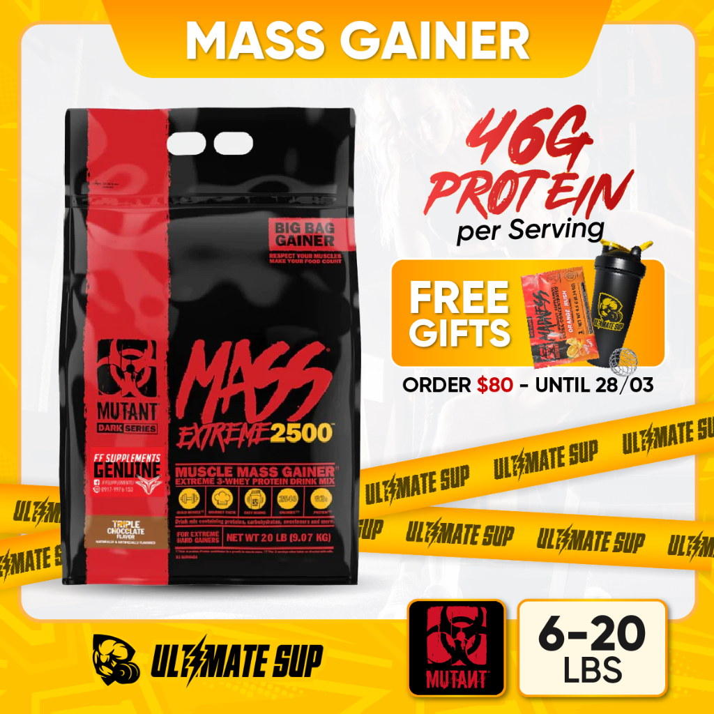 Mutant MASS EXTREME 2500, Muscle Mass Gainer, Whey Protein with high calories for extreme hard ...