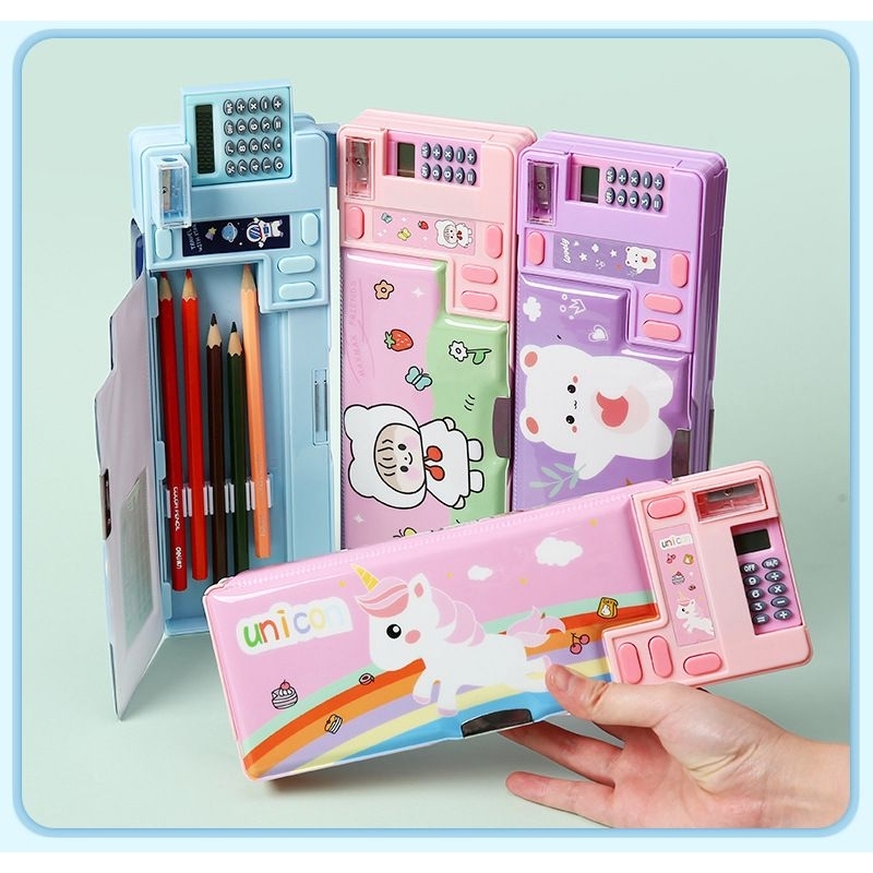 ABS Pencil case with built in Pencil sharpener, pen and eraser holder ...