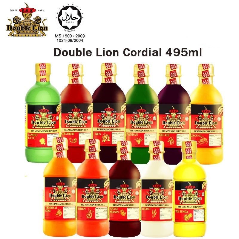 495ml HALAL Double LION Cordial Concentrate Syrup Base Drink Corn Cane ...