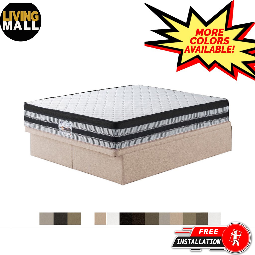 Living Mall Brew Fabric And Leather Storage Divan SBD 12" in 12 Colors ...